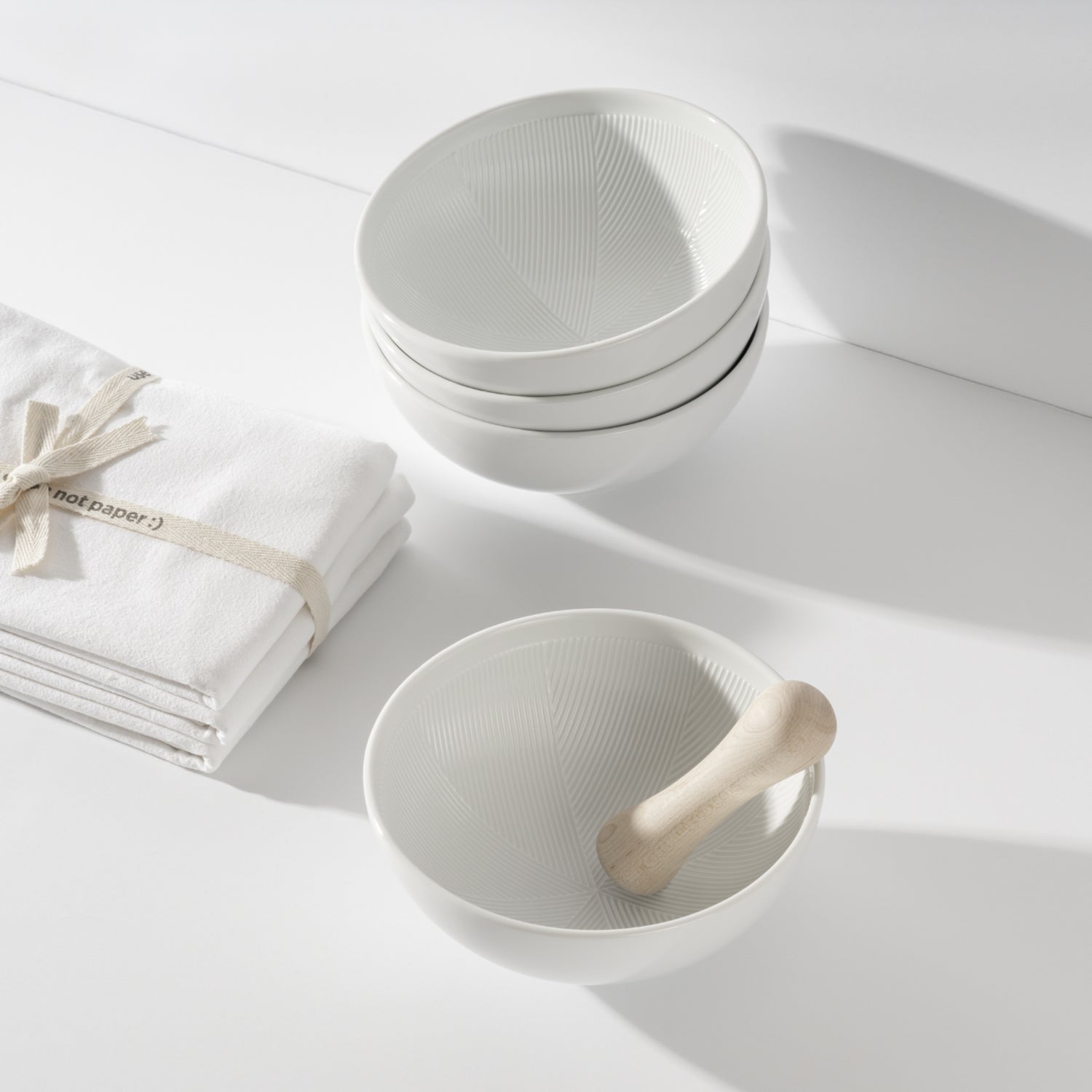 Shitaku Ripple Ridge Mortar & Pestle by Makoto Koizumi for Kihara